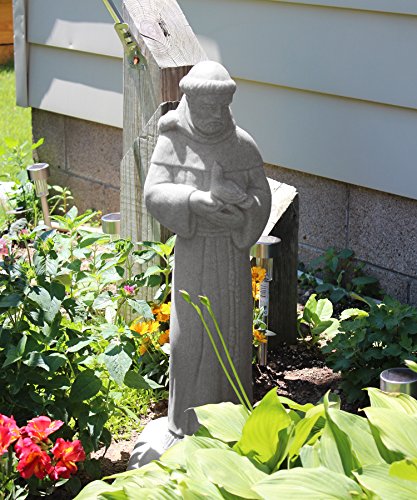 EMSCO Group Saint Francis Statue – Natural Granite Appearance – Made of Resin – Lightweight – 29” Height