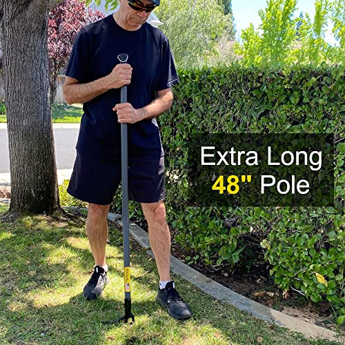 Rocklin™ Stand Up Weed Puller Tool - 4 Claw Steel Head - 48 inch Handle - 100% Metal - Easily Remove Weeds Without Bending or Kneeling