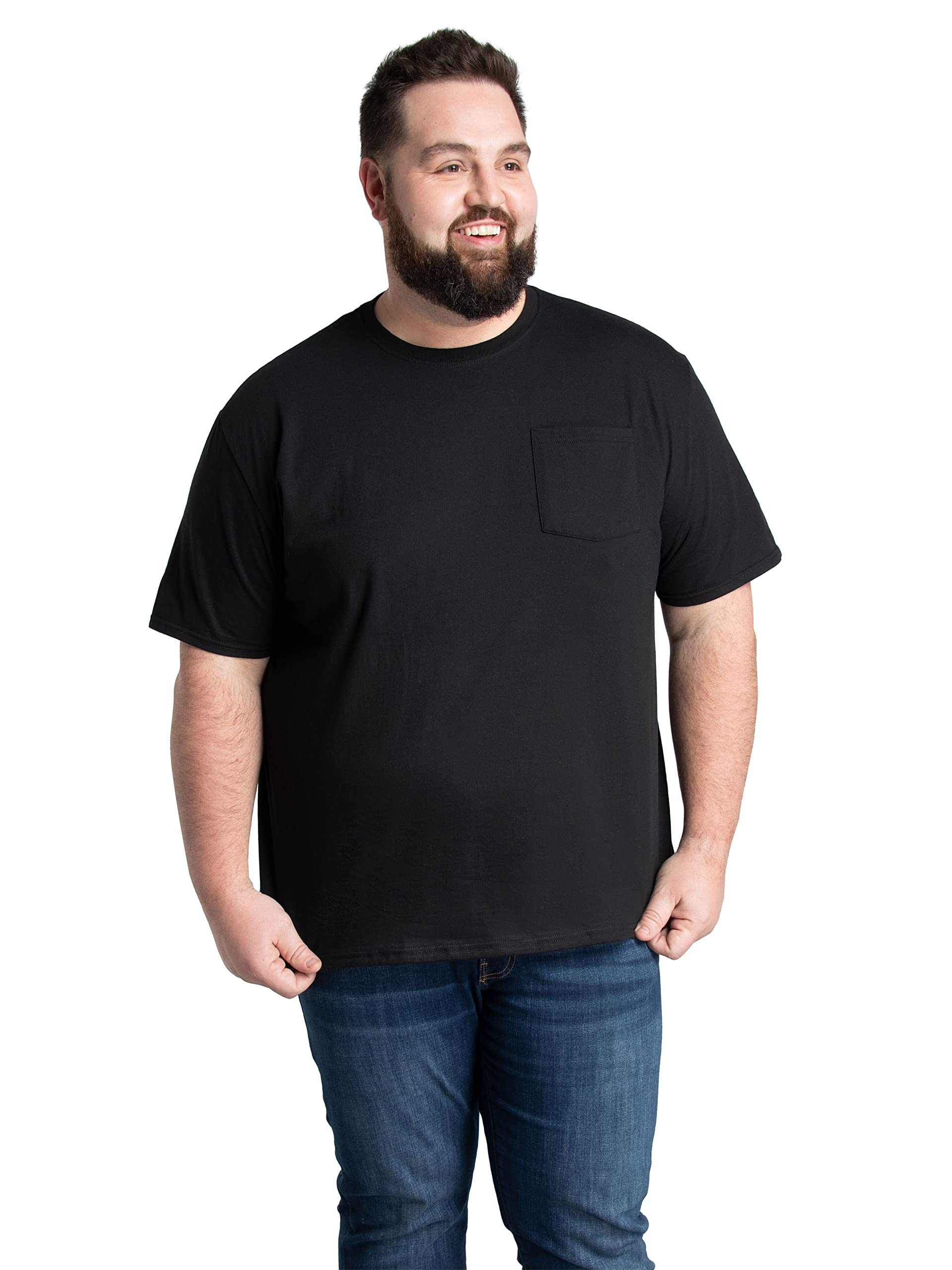 Fruit of the Loom Men's Tall Eversoft Cotton Short Sleeve T Shirts, Breathable & Moisture Wicking with Odor Control, Black Ink, 3X-Large Big