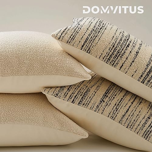 DOMVITUS Cream Throw Pillows Boucle Pillow Covers 18x18 Luxury Neutral Pillow Covers Couch Pillows for Living Room Sofa Accent Pillows Textured, 1PC, Cream Yellow