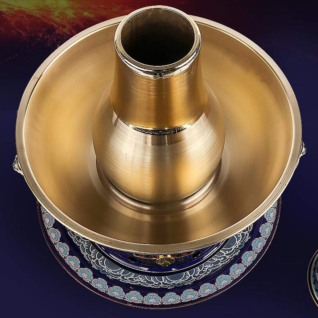 Chafing Dishes Saucepans With Lids Non Stick Hotel Cloisonne Copper Hot Pot Household Electric Carbon Dual-purpose Fire Boiler Old-fashioned Mutton Hotpot Craftsmanship (Color : A, Size : 34cm)