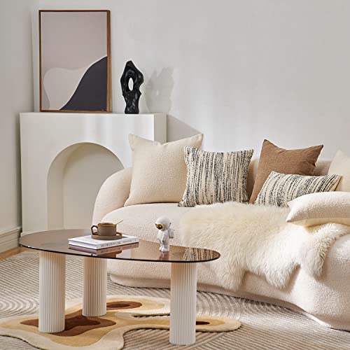 DOMVITUS Cream Throw Pillows Boucle Pillow Covers 18x18 Luxury Neutral Pillow Covers Couch Pillows for Living Room Sofa Accent Pillows Textured, 1PC, Cream Yellow