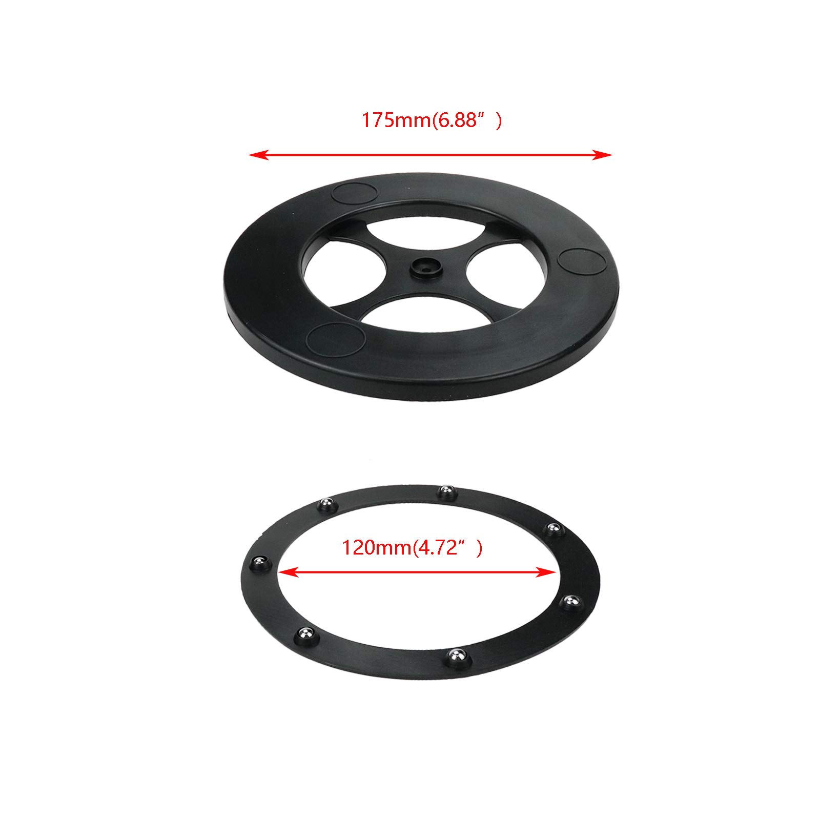 Quluxe 7 Inch Lazy Susan Plastic Rotating Turntable With Steel Ball Bearings Swive- Black