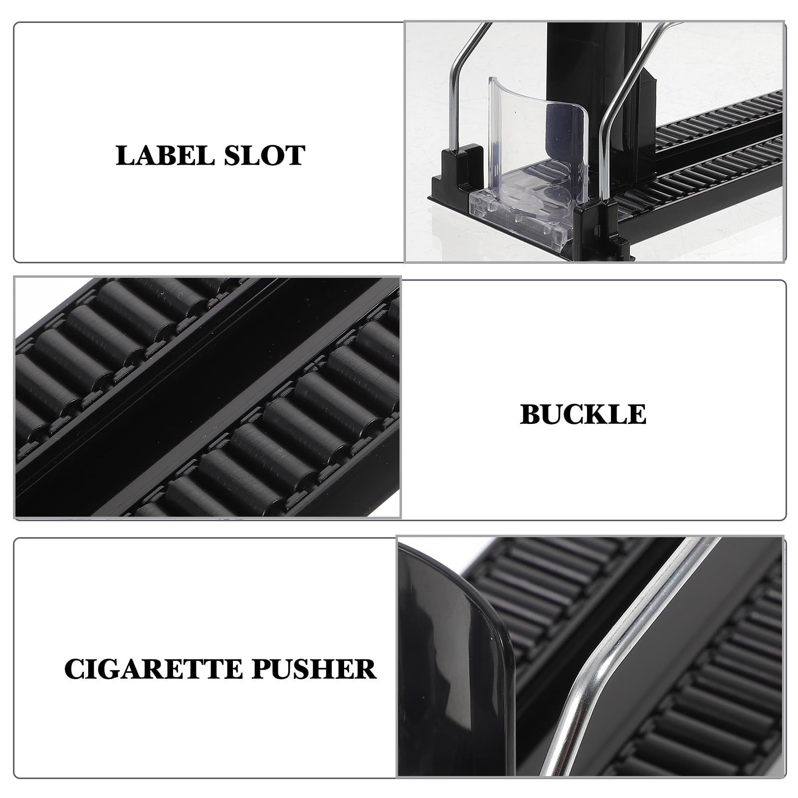 Automatic Beverage Dispenser Pusher Glide Refrigerator Organizer - Drink Can Rack Shelf for Convenience Stores Supermarket Home Fridge Pantry Cabinet - 14.0x3.5 Inch, Black, 1N570HY8OA71B21G43O18N8