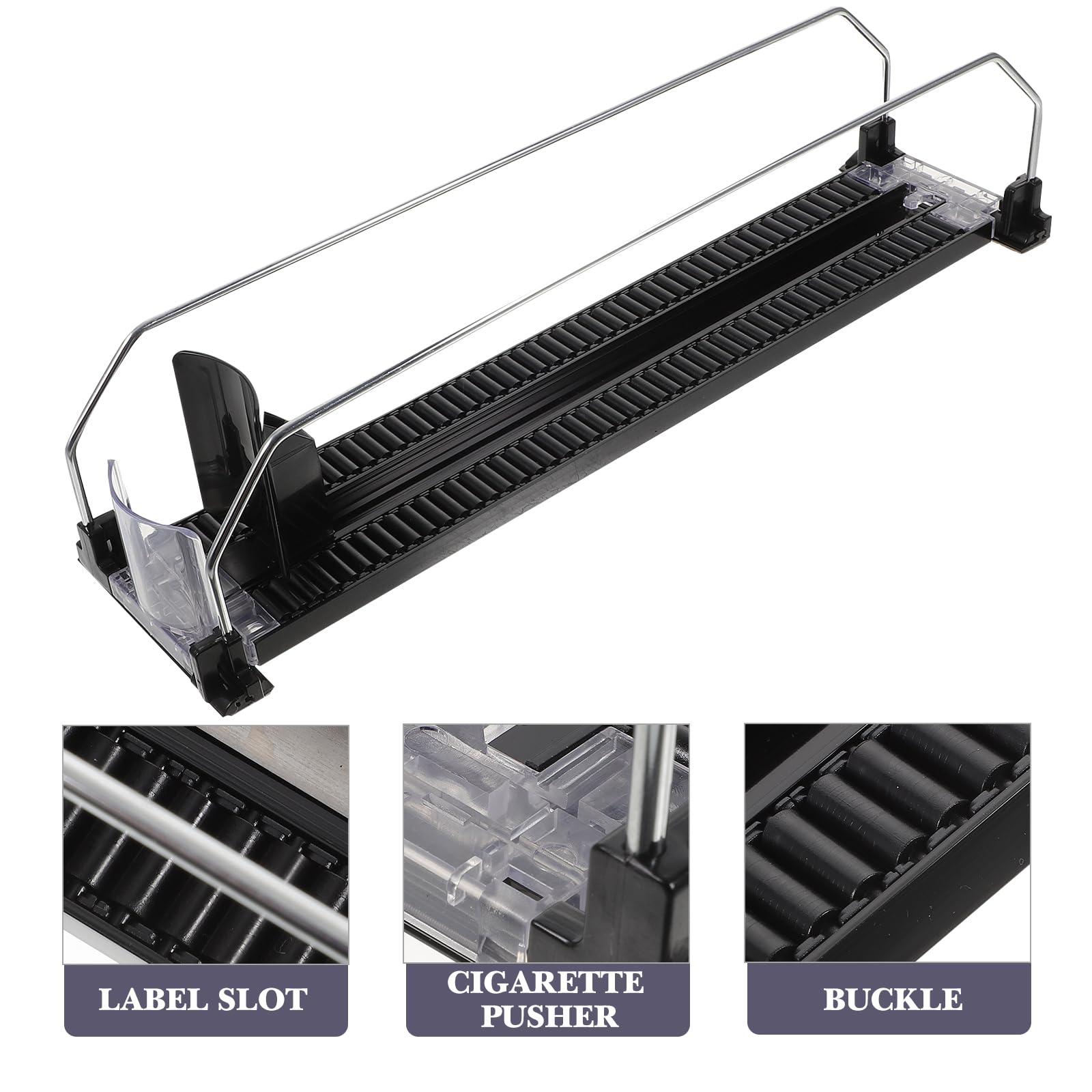 Automatic Beverage Dispenser Pusher Glide Refrigerator Organizer - Drink Can Rack Shelf for Convenience Stores Supermarket Home Fridge Pantry Cabinet - 14.0x3.5 Inch, Black, 1N570HY8OA71B21G43O18N8