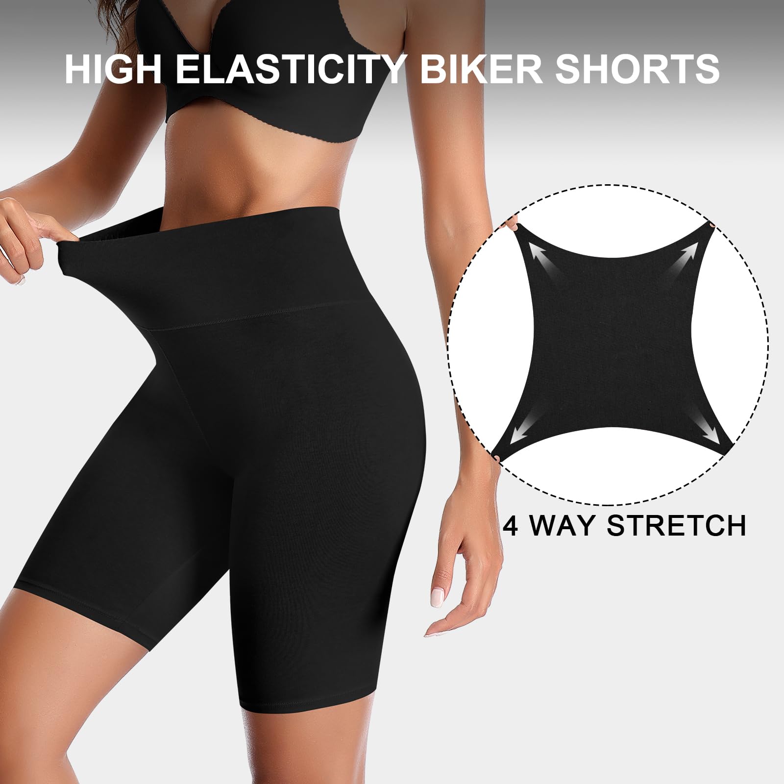 K-CHEONY Cotton Spandex Stretch Anti Chafing Boy Shorts Safety Panty Bike Shorts,Slip Shorts for Under Dresses (Black, 3 Pack, XX-Large)