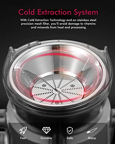 Juicer Machines, SIFENE 500W Big Mouth Centrifugal Juicer, Juice Maker Extractor for Vegetable and Fruit with 3-Speed Setting, Easy to Clean (Red)
