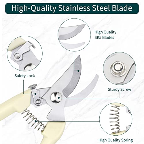 QIIYCCE Garden Shears,Lightweight Stainless Steel Bypass Pruning Shears,Sharp Garden Scissors For Pruning, Fruits, Flowers, Plants (1 PACK)