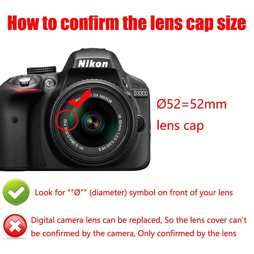Lens Cap (52mm) Compatible for EF-M 18-55mm EF-M 55-200mm, Compatible for RF 35mm f/1.8 Macro is STM Lens (3 Pack)