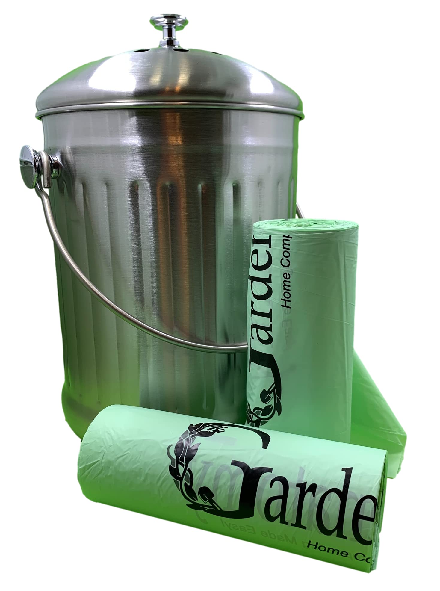 Compostable Trash Bags for Kitchen Compost Bin - Fits 1, 1.2, 1.3, 1.5 Gallon Biodegradable Compost Bags for Kitchen Pail liners- Package of 2-50 bags per Roll fits Gardenatomy, Goldsol and Other Bins