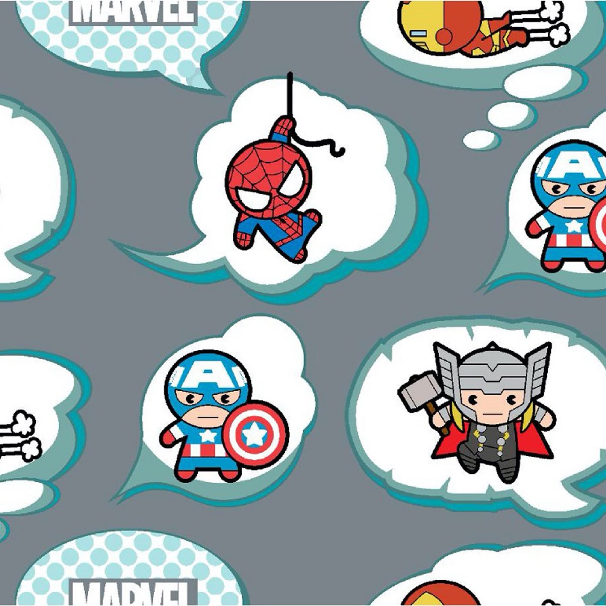 Marvel Avengers Kawaii Retro Pack Children's Nursery Cotton Fabric by The Yard