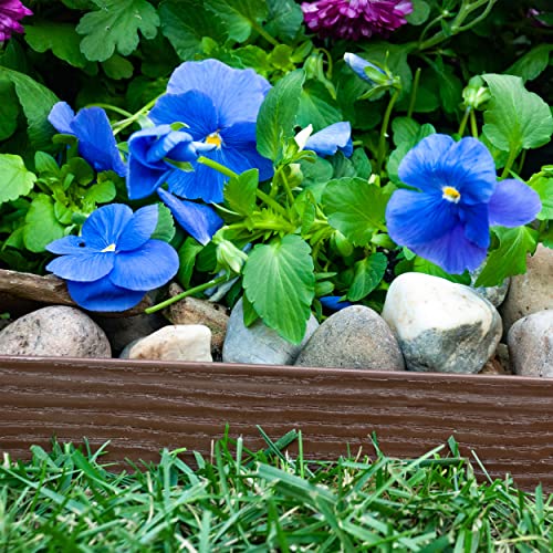 EasyFlex Tall Wall No-Dig Ladscape Edging with Anchoring Spikes, 2.5 in. Tall Straight Top Plastic Garden Border with Woodgrain Texture, 40 Foot Kit, Brown (3220BRE-40C)