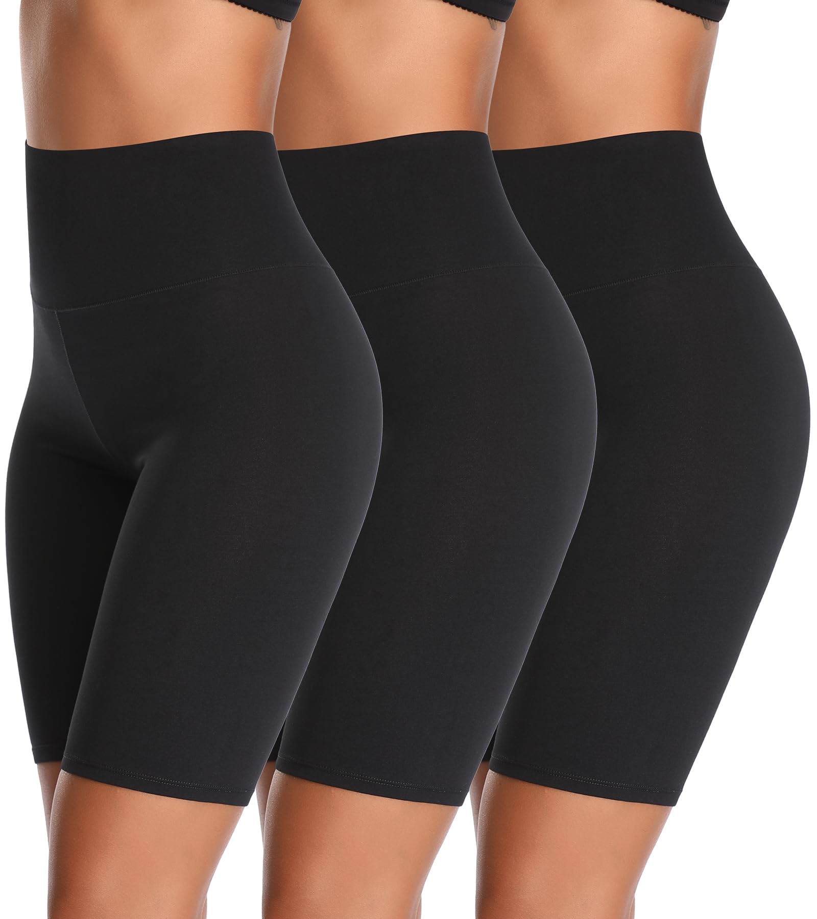 K-CHEONY Cotton Spandex Stretch Anti Chafing Boy Shorts Safety Panty Bike Shorts,Slip Shorts for Under Dresses (Black, 3 Pack, XX-Large)