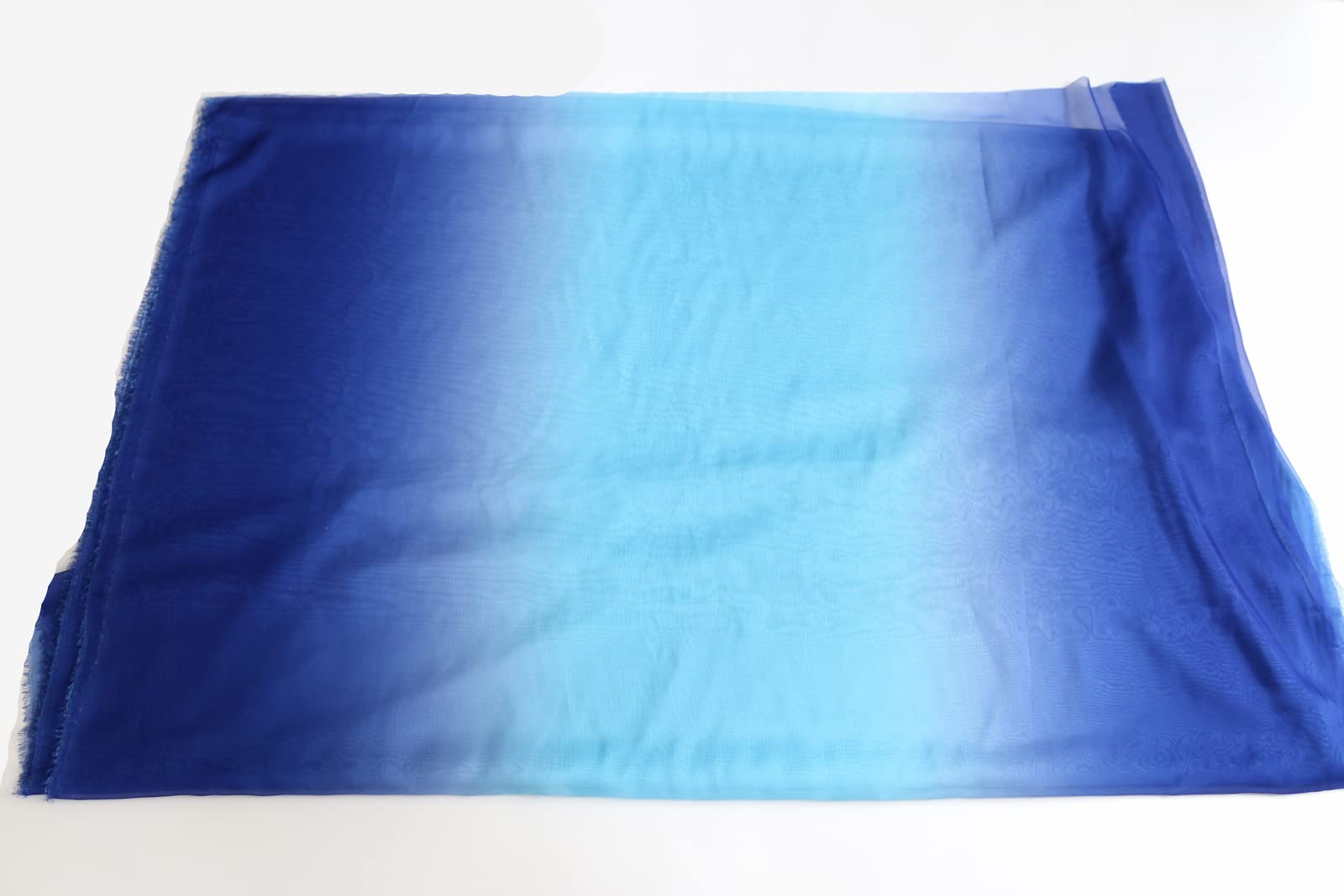 Thin 30D Shade Chiffon Fabric Soft Dancing Scarf Hanfu Chiffon Material Party Show Gradient Decoration Fashion Chiffon Gauze 100cm*148cm (Royal Blue-Sky Blue-Royal Blue)