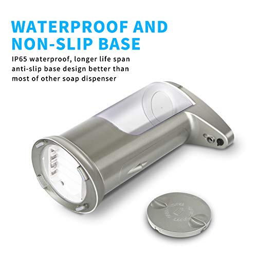 Hanamichi Soap Dispenser, Touchless High Capacity Automatic Soap Dispenser Equipped w/Infrared Motion Sensor Waterproof Base Adjustable Switches Suitable for Bathroom Kitchen Hotel Restaurant