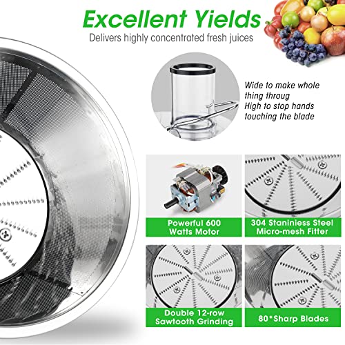 600W 3 Speeds Juicer Machines Vegetable and Fruit, Regenerate Centrifugal Juice Extractor with Big Mouth 3β Feed Chute, Easy to Clean, BPA-Free Compact Centrifugal Juice Maker, Black