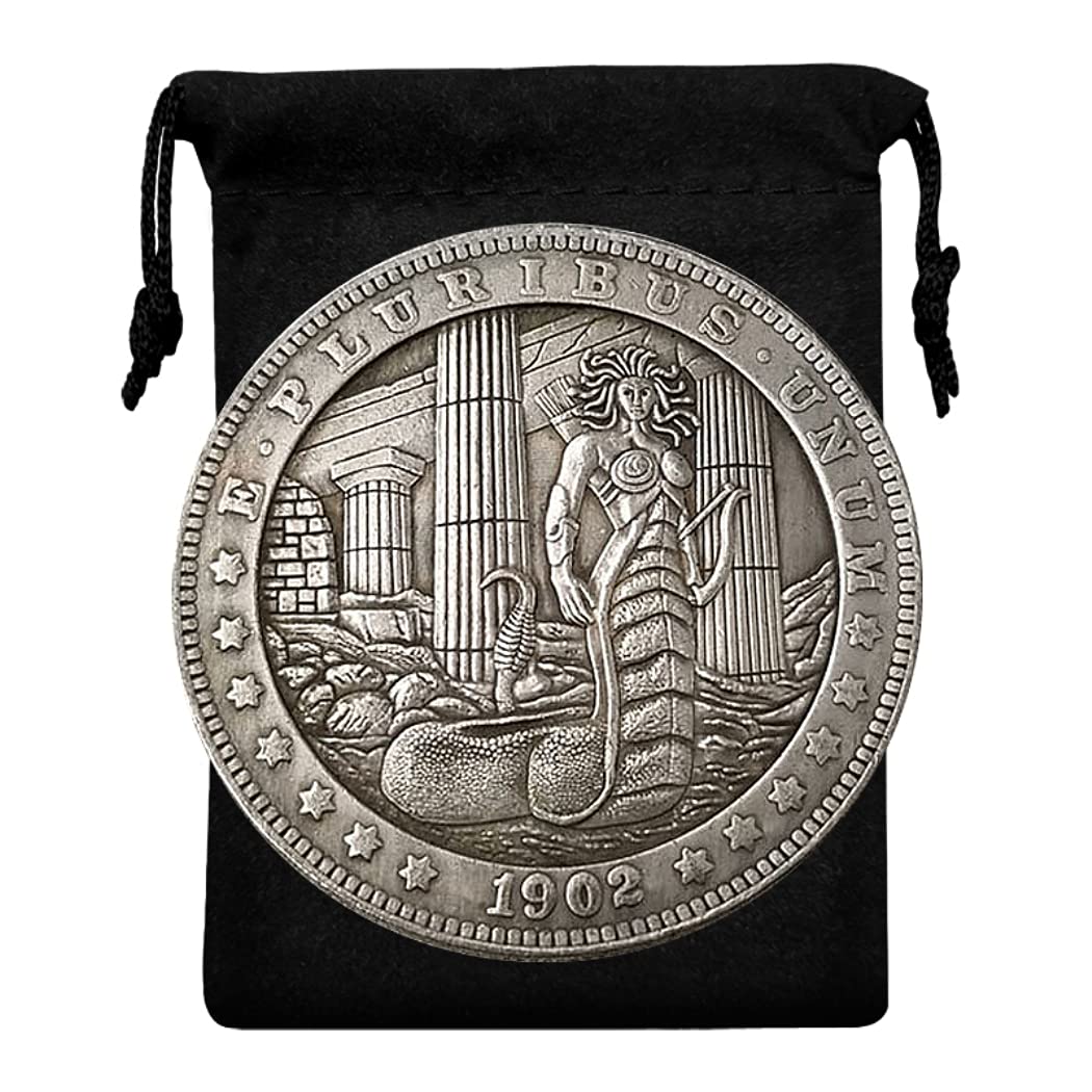 Kocreat Copy 1902 Gorgon Medusa Hobo Coin-Replica Morgan Dollar Coin Art Souvenir Coin Challenge Coin Lucky Coin, Silver