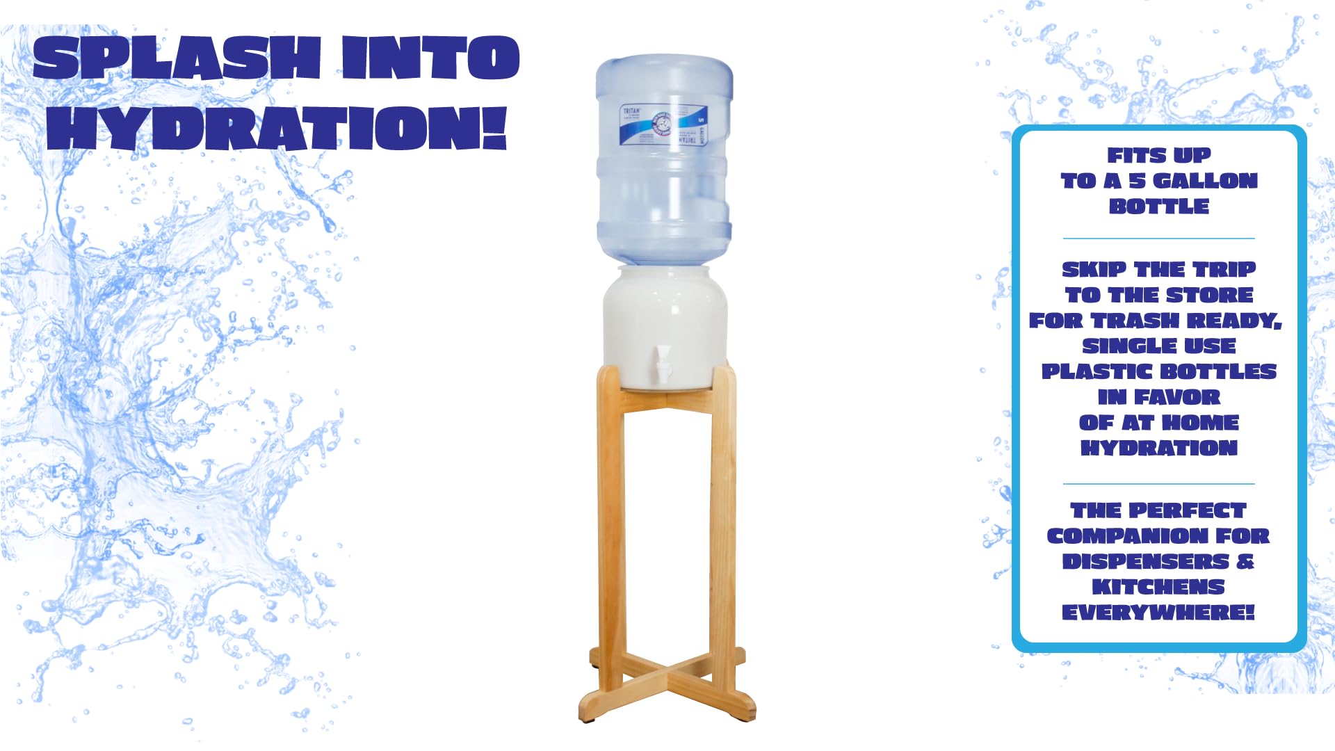 New Wave Enviro Natural Wood Water Dispenser Floor Stand, Natural Wood Finish, Easy Assembly with included hardware Wood 27 inches