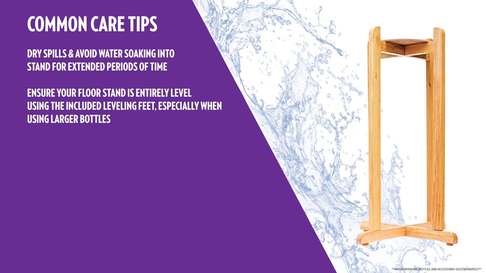 New Wave Enviro Natural Wood Water Dispenser Floor Stand, Natural Wood Finish, Easy Assembly with included hardware Wood 27 inches