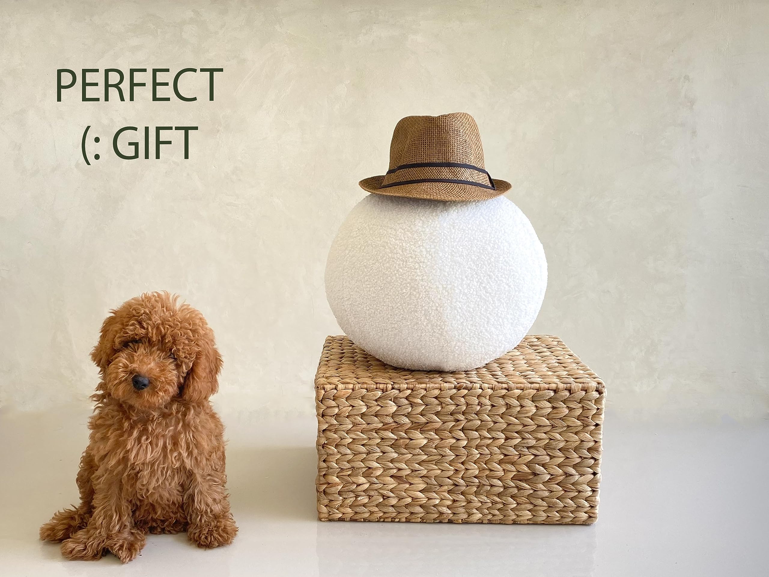 MORSHA Boucle Ball Pillow - 11.8 Inch Round Sphere cushion for Modern, Chic, and Boho Style Home Decor - Cute, Trendy, and Comfortable, GIFT, Teddy boucle fleece,Orb (IVORY)