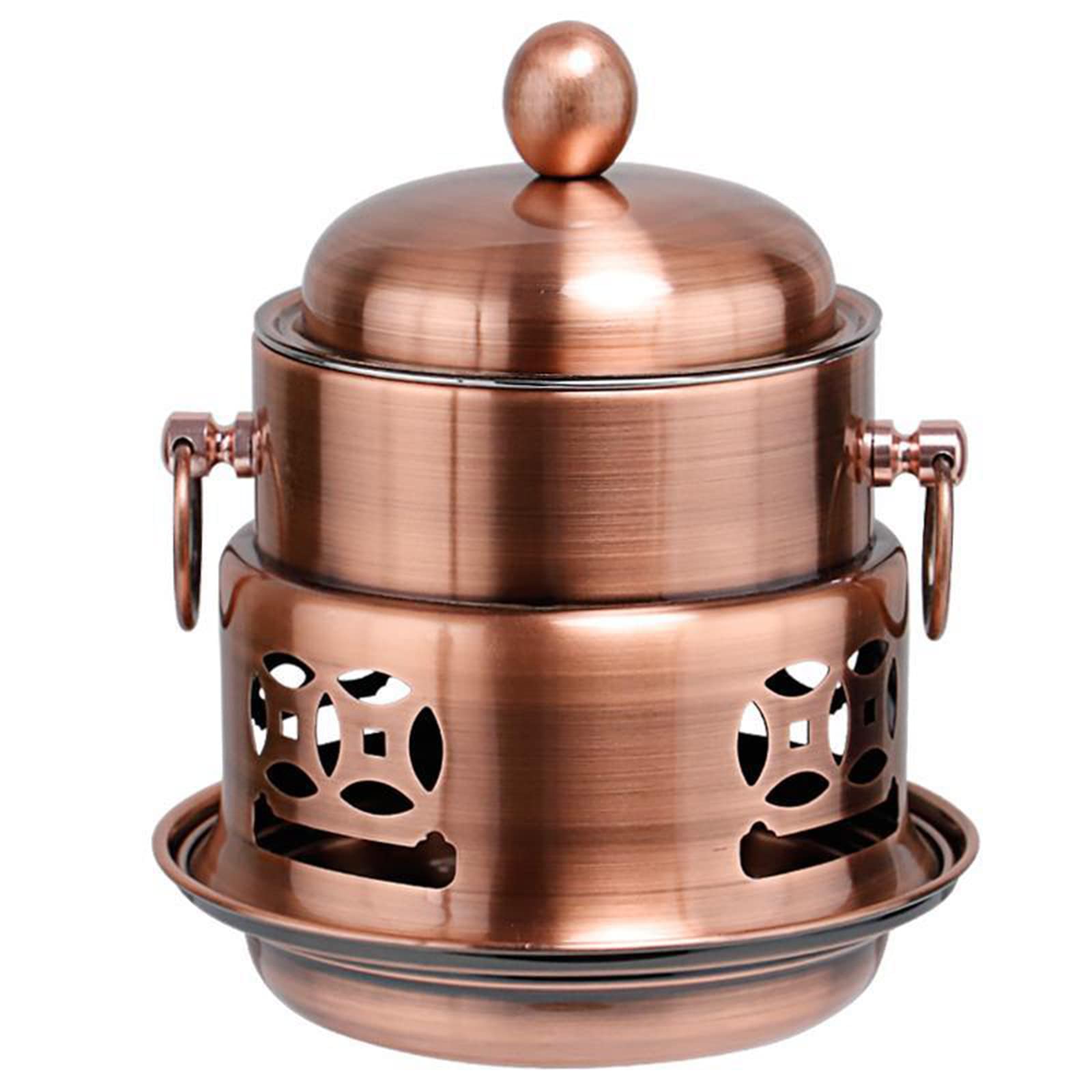 2 Pack Shabu Shabu Copper Hot Pot Stove Mini Hotpot Pan Stainless Steel Chafing Dishes Alcohol Pot Cooker Single Home Kitchen Cookware, Not Incluede Fuel(Red Copper)