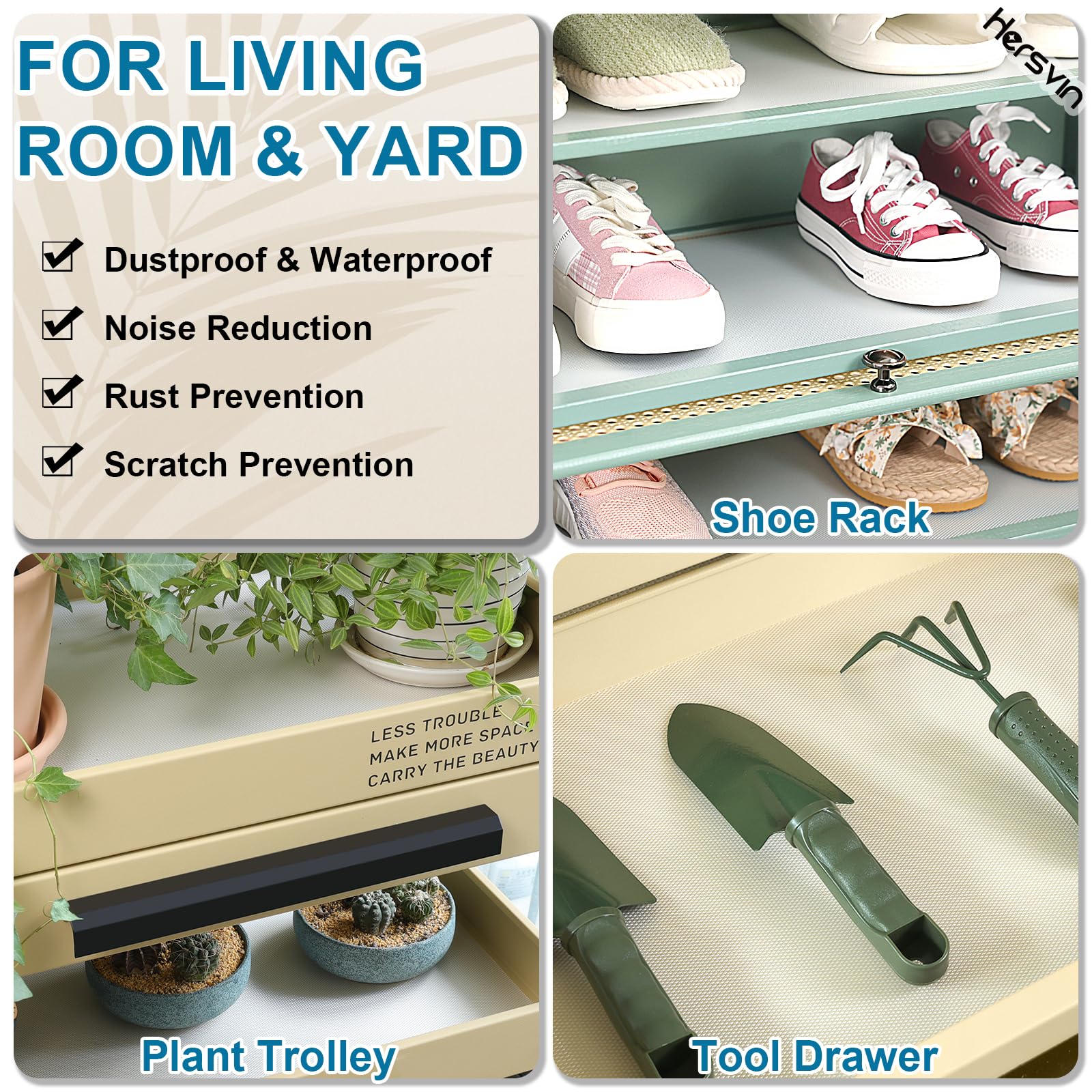 Hersvin Shelf Liners,17.5" x20' EVA Drawer Mats, Cupboard Pad, Kitchen Cabinet Lining Fridge Cushion for Home Office(Clear/Diamond)