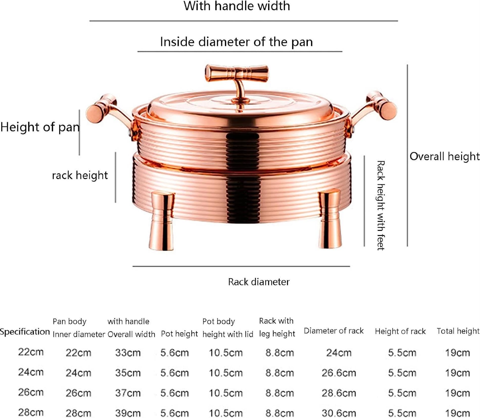 Catering Buffet Servers and Heaters - Round Food Warmer, Stainless Steel Hot Pot Buffet Set, 3 in 1 Food Warmer with Glass Viewing Lid and Built in Lid Holder(Size:28cm,Color:Golden)