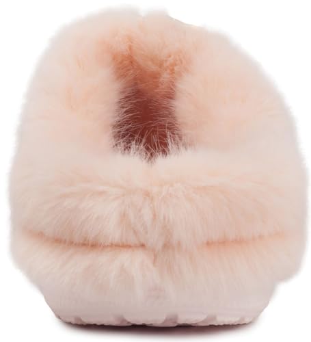 JUICY COUTURE Womens Fur Lined Clogs Indoor Outdoor Mules JC Warm and Fuzzy Shoes with Stylish Crown Emblem -Cora Blush-7