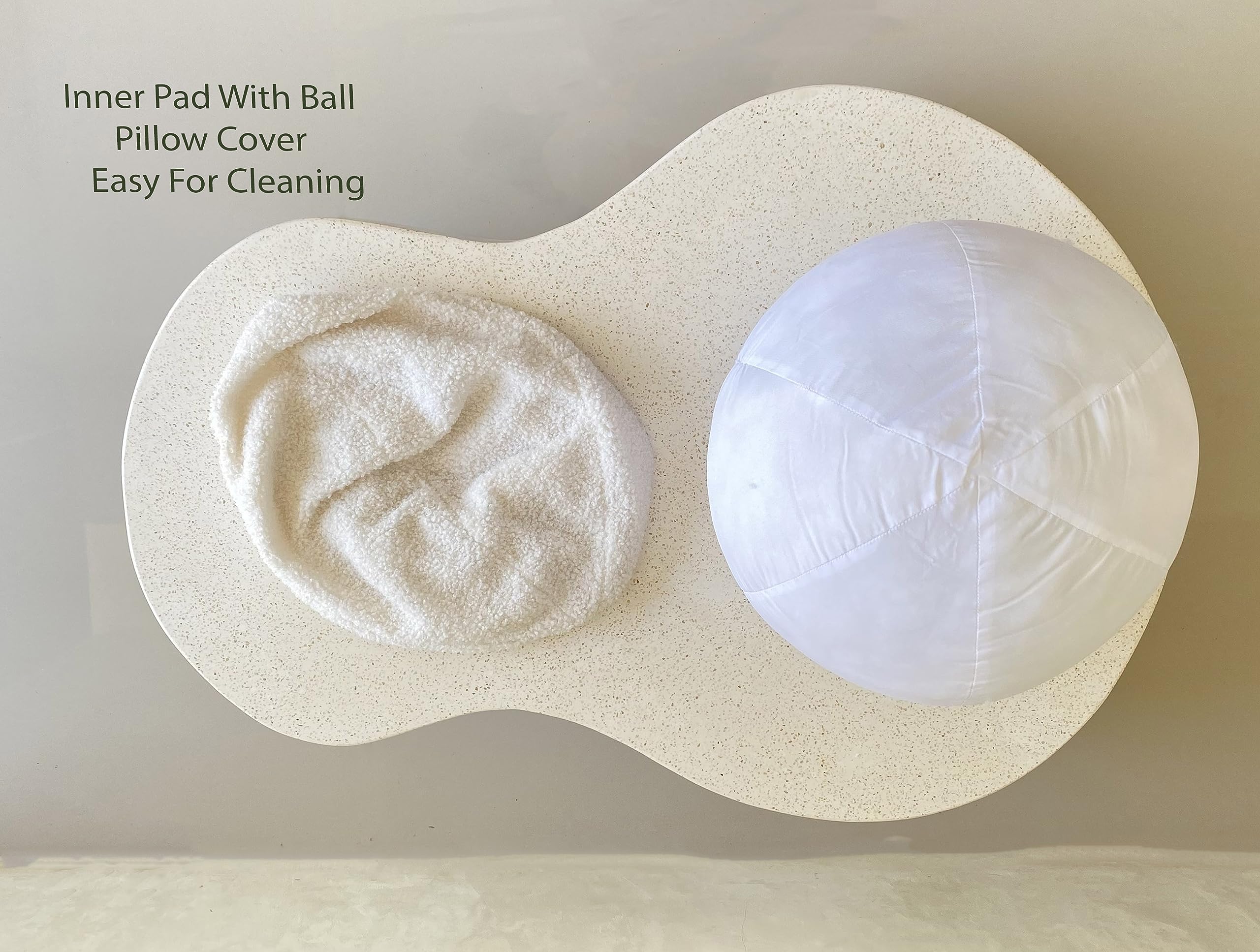MORSHA Boucle Ball Pillow - 11.8 Inch Round Sphere cushion for Modern, Chic, and Boho Style Home Decor - Cute, Trendy, and Comfortable, GIFT, Teddy boucle fleece,Orb (IVORY)