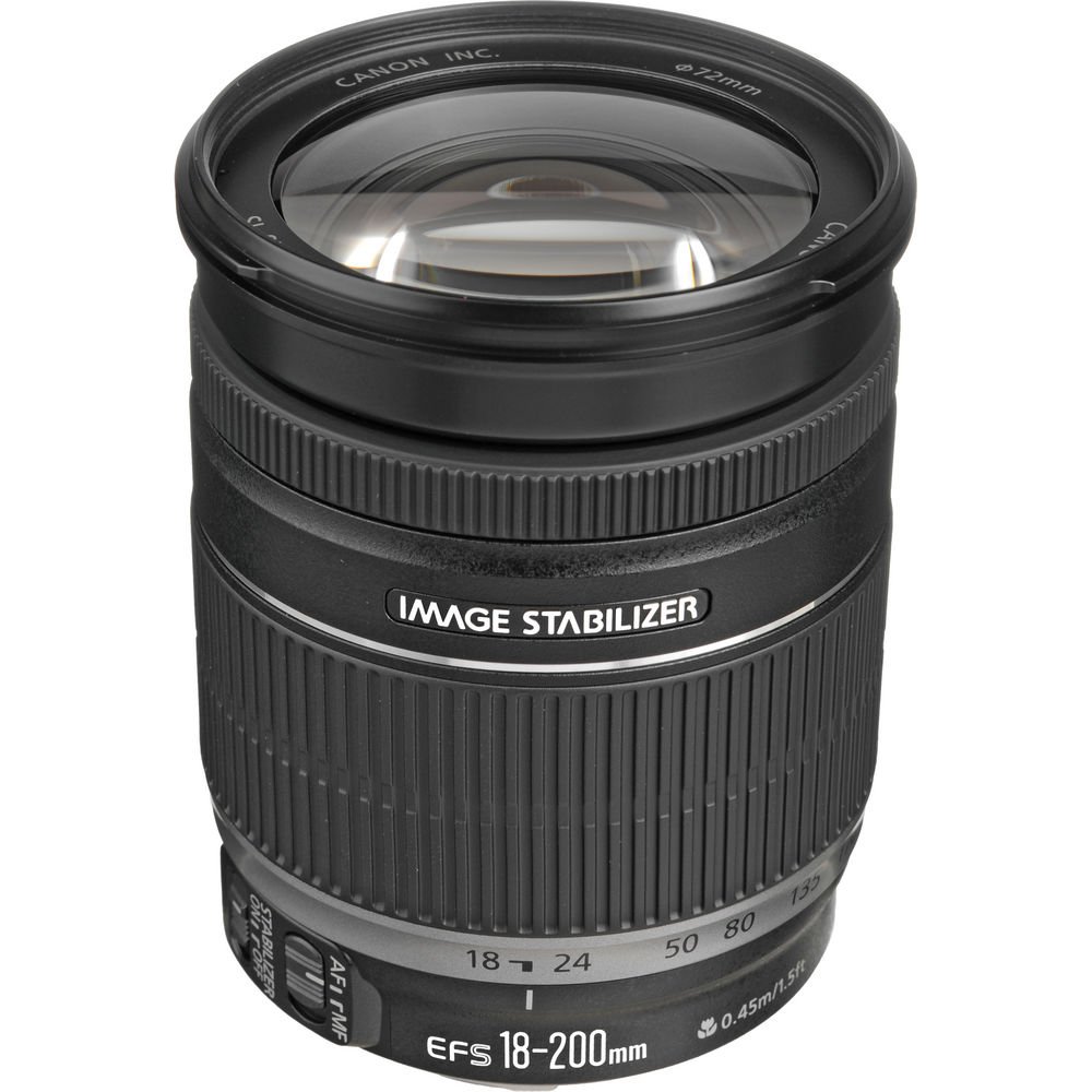 Canon EF-S 18-200mm f/3.5-5.6 is Lens (2752B002) + Filter Kit + Backpack + 64GB Card + Lens Pouch + Card Reader + Flex Tripod + Memory Wallet + Cap Keeper + Cleaning Kit + Hand Strap + More (Renewed)