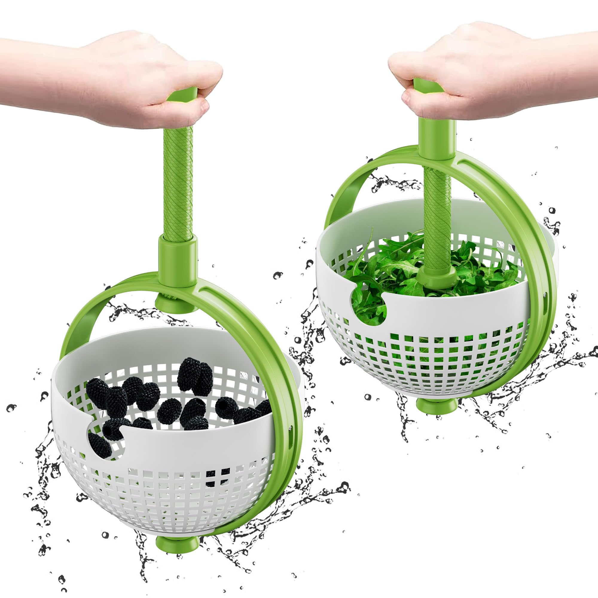 Salad Spinner - 3.3L | Kitchen Fruit Salad Washing Filter | Easy-To-Use Vegetable Washer | Collapsible Compact Veggie Rotating Drain Basket