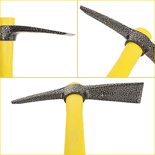 Ziqi Weeding Mattock Hoe 15 Inch Forged Garden Picks Tool, Pick Mattock with Fiberglass Handle, Garden Pick Axe Long Handle for Loosening Soil, Cultivating Vegetable Gardens, Camping, Archaeological