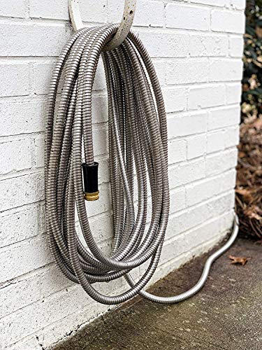 MTB 304 Stainless Steel Garden Hose 50-ft with Spray Nozzle and 3/4β Solid Aluminum Connectors, Metal Water Hose