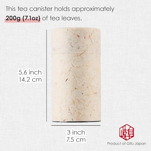 Product of Gifu Japan Japanese Mino Washi Paper Tea Tin Canister - Natural, Airtight Double Lids Storage Container