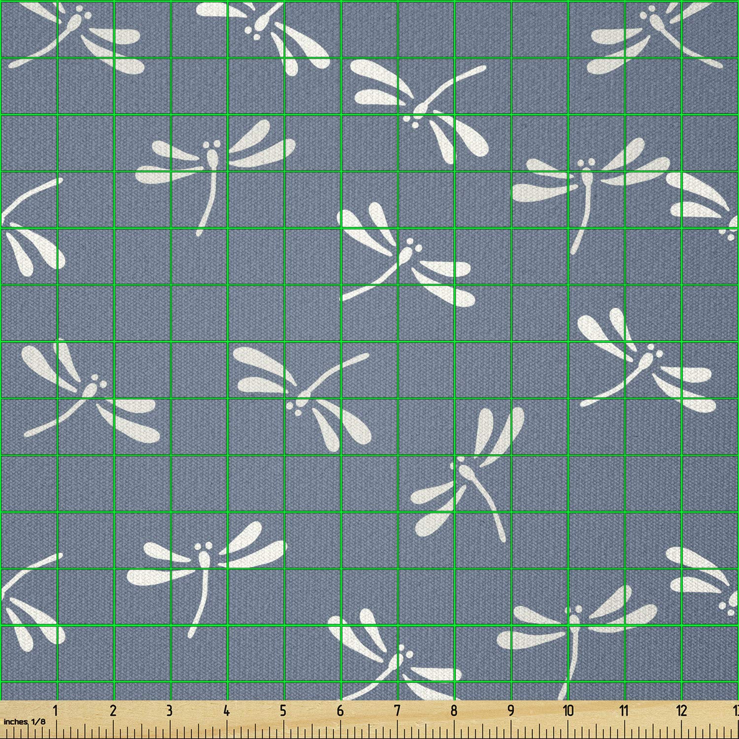 Ambesonne Dragonfly Fabric by The Yard, Tropical Wildlife Pattern Japanese Style Oriental Nature Inspired Pattern, Stretch Knit Fabric for Clothing Sewing and Arts Crafts, 1 Yard, Aqua White
