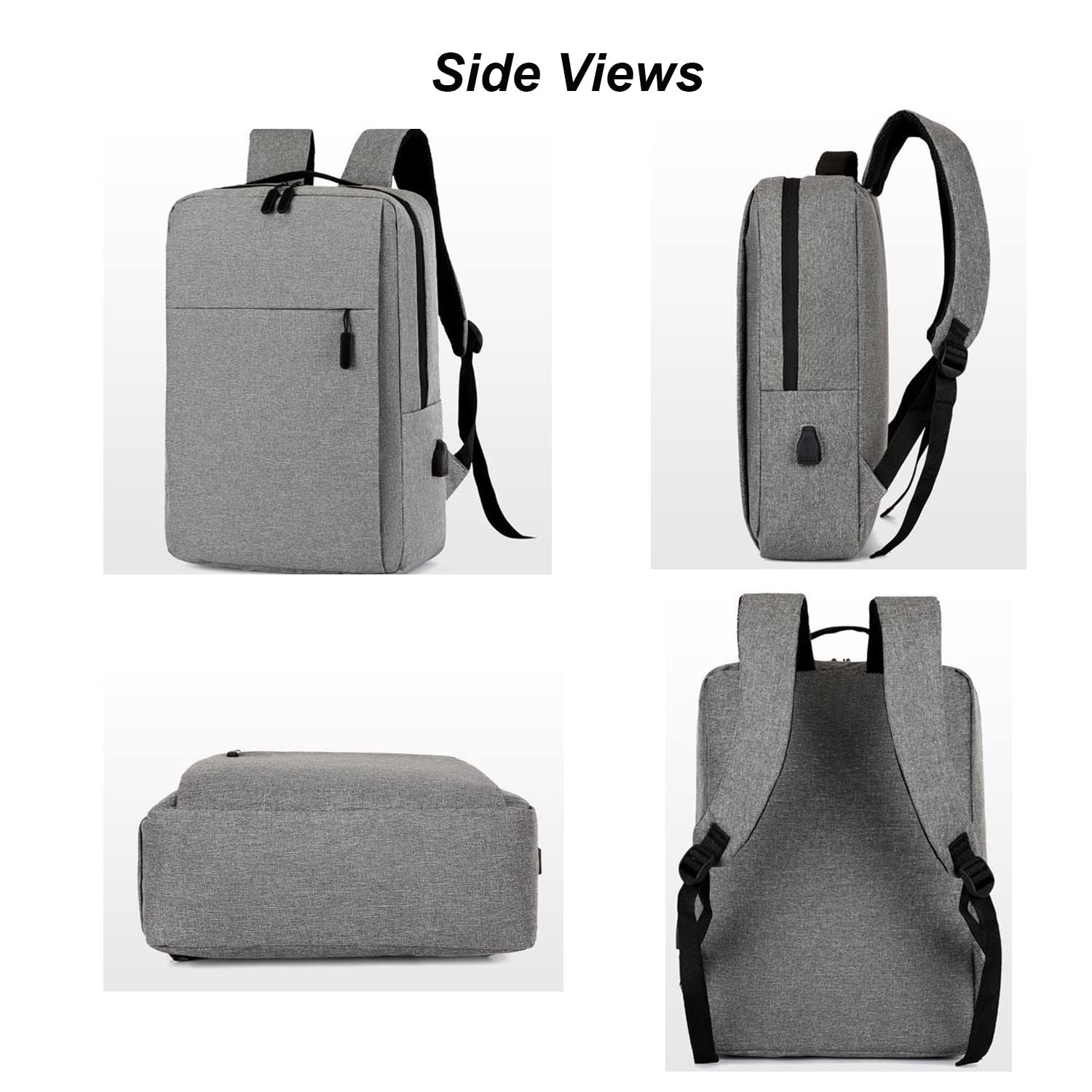 Newmoon 15.6 Inch Laptop Backpack with USB Charging Port, College School Computer Bag Gifts for Men and Women (Wine)