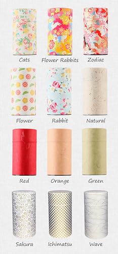 Product of Gifu Japan Japanese Mino Washi Paper Tea Tin Canister - Natural, Airtight Double Lids Storage Container
