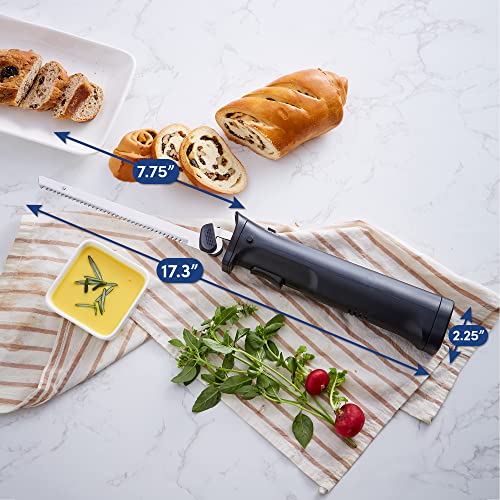 Elite Gourmet EK9810 Professional Cordless Rechargeable Easy-Slice Electric Knife with 4 Serrated Blades and Safety Lock Trigger Release, Carving Meats, Poultry, Bread, Black, Stainless Steel