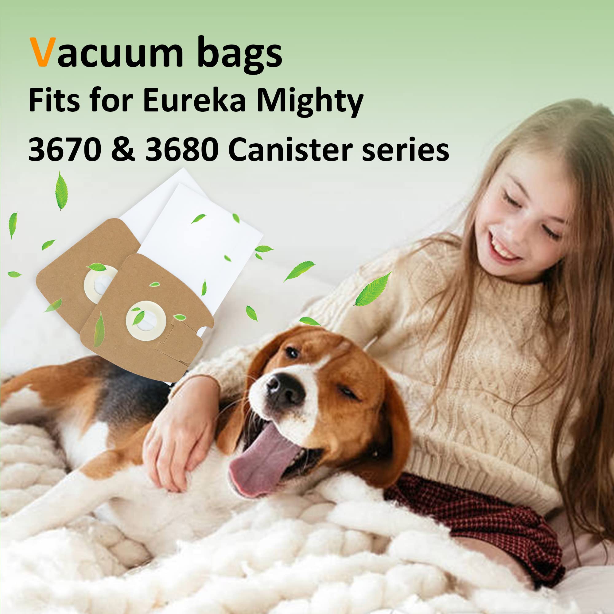 18 Pack Vacuum Bags Replacement for Eureka Mighty Mite 3670 and 3680 Series Canisters, MM Vacuum Bags 60297A, 60295A, 60295B, 60295C, 60296C Style