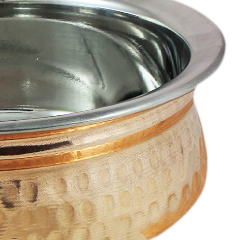 Set of 2 - Copper Stainless Steel Tableware - Dishes Serving Bowl for Indian Food - Dia 5 Inches