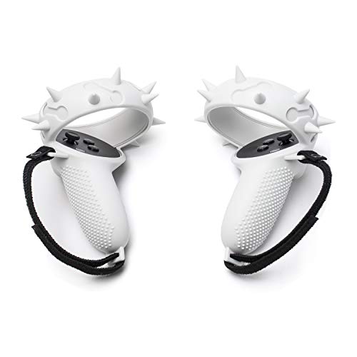 MOJOXR Silicone Grip Cover Compatible with Quest 2 Touch Controller Grips, Touch Controller Grip Accessories, Touch Controller Grip Sleeve, Enhanced VR Game Experience (Rivet-White)