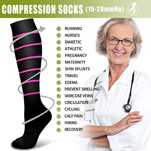 Bluemaple Copper Compression Socks For Women & Men Circulation (8 Pairs) - Best for Running,Hiking,Travel,Pregnancy