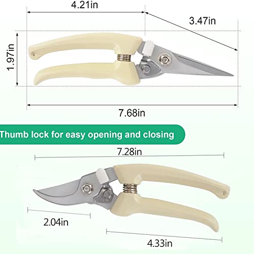 MEPEREZ Pruners, pruning shears heavy duty, premium garden scissors for hedge, bonsai, floral, small stem, orchard and vegetable pick, upgraded, gardening tools anvil snips, plant clippers 2 pack