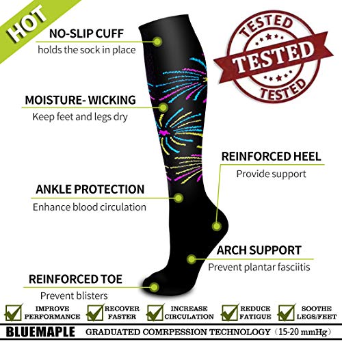 Bluemaple Copper Compression Socks For Women & Men Circulation (8 Pairs) - Best for Running,Hiking,Travel,Pregnancy