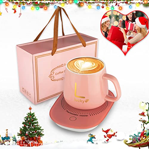Coffee Mug Warmer with Mug, Coffee Cup Mug Warmer for Desk with Auto Shut Off, Mug Warmer Set for Desk Home Office--Birthday Coffee Gifts