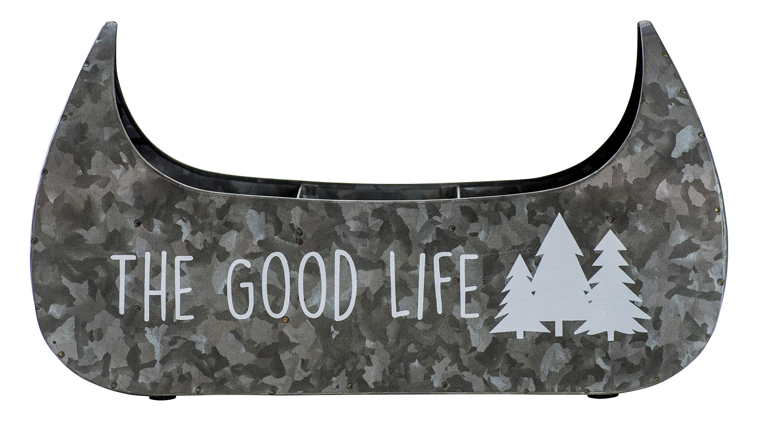 Boston Warehouse 55169 Canoe Shaped Galvanized Metal Flatware Caddy, 14 Inch, The Good Life