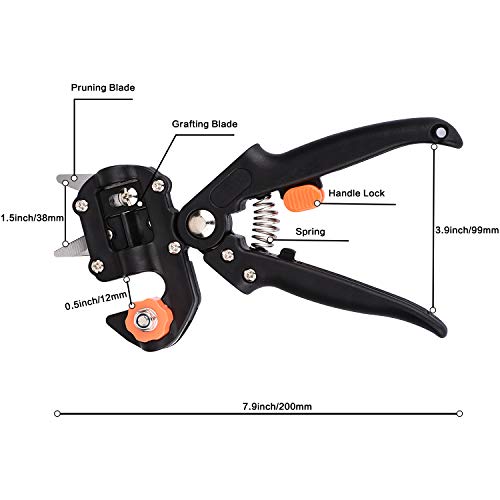 FUNTECK 2-in-1 Grafting Tools Pruner Kit, V-Graft Omega-Graft and U-Graft, Perfect for Fruit Tree Grafting, Including Grafting Tapes, Grafting Knife & Replacement Blades