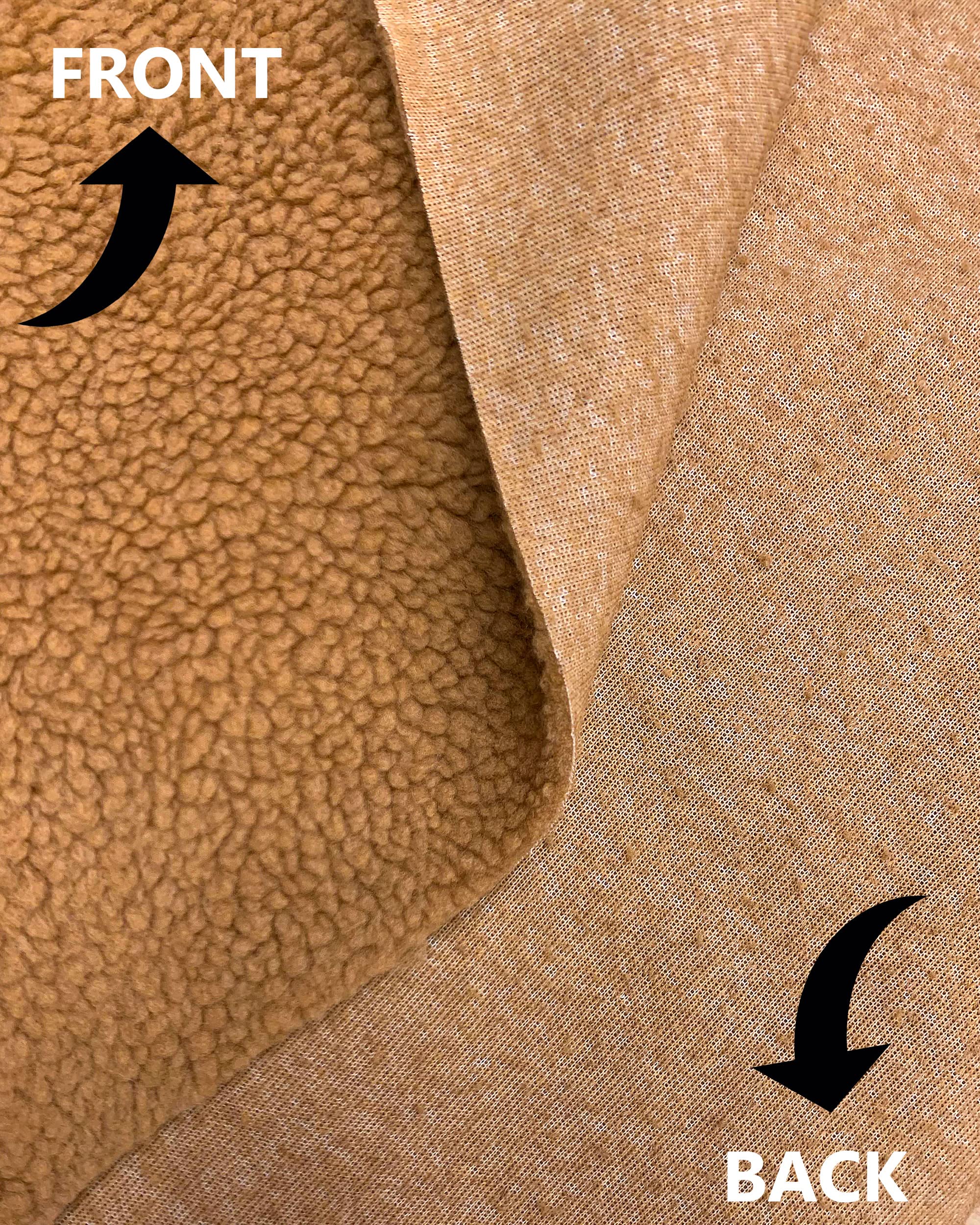 Heavy Duty Sherpa Sheep Skin 60" Wide - 21oz per Yard, 7.7mm Sold by The Yard - Camel