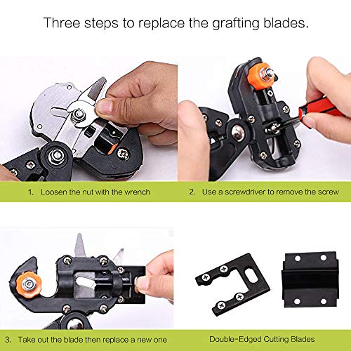 FUNTECK 2-in-1 Grafting Tools Pruner Kit, V-Graft Omega-Graft and U-Graft, Perfect for Fruit Tree Grafting, Including Grafting Tapes, Grafting Knife & Replacement Blades