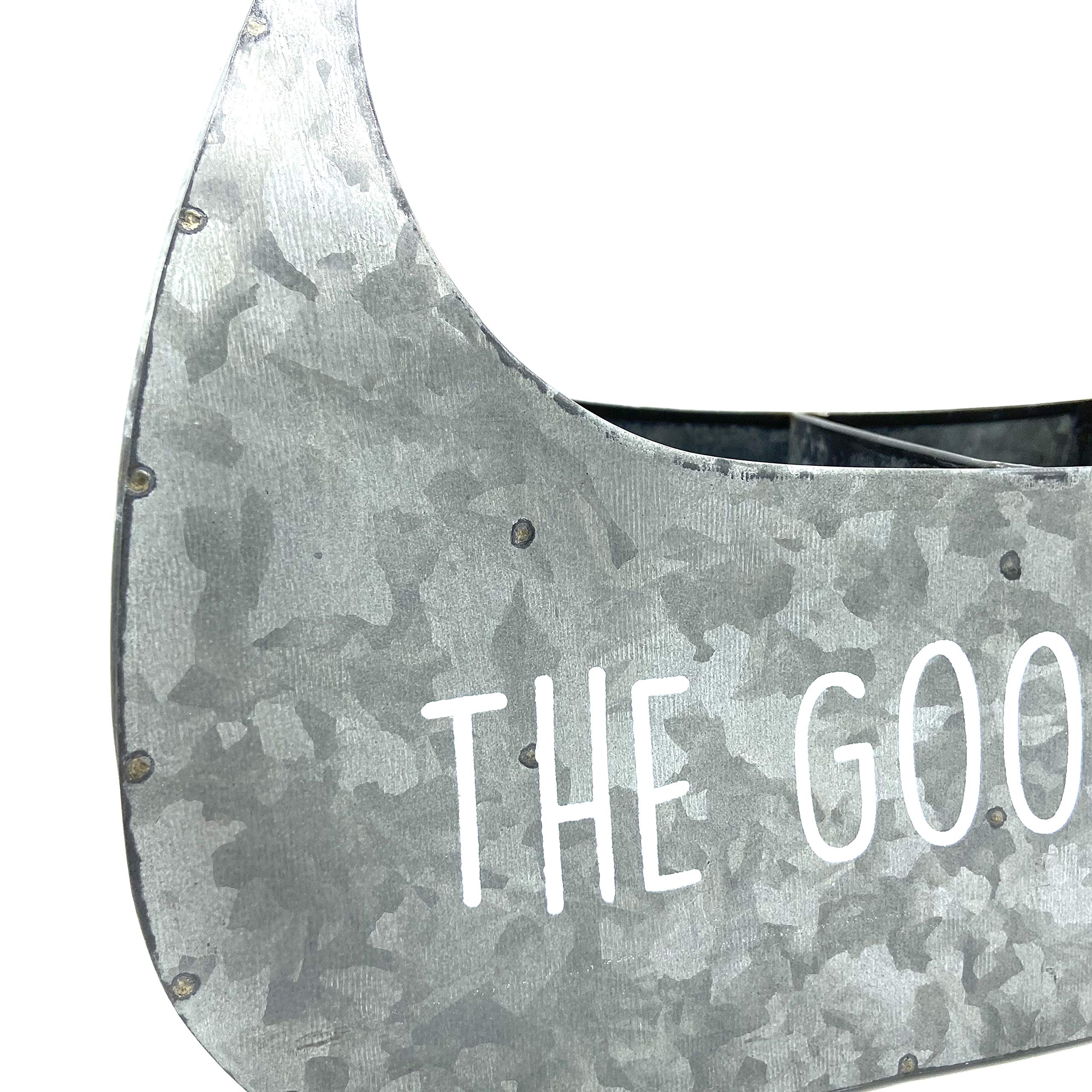 Boston Warehouse 55169 Canoe Shaped Galvanized Metal Flatware Caddy, 14 Inch, The Good Life